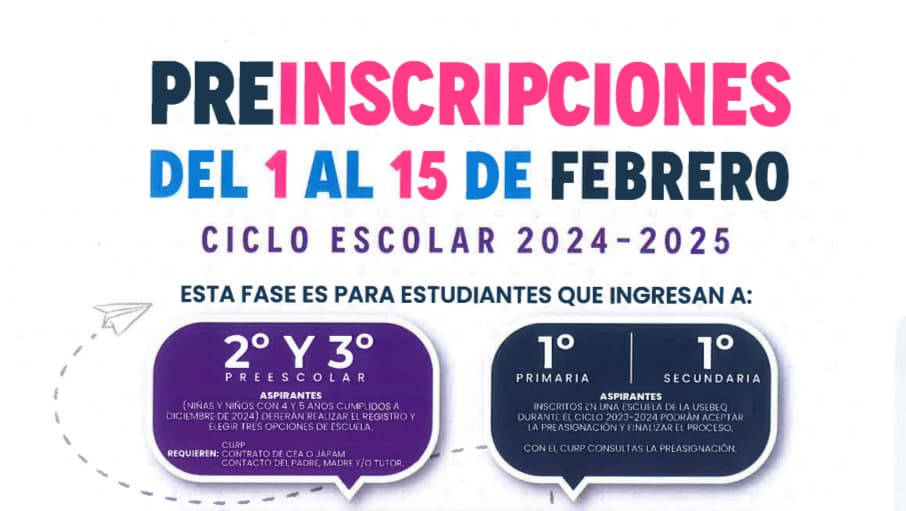 USEBEQ: Preinscripciones Querétaro 2024-2025 - Preescolar, Primaria y Secundaria ...